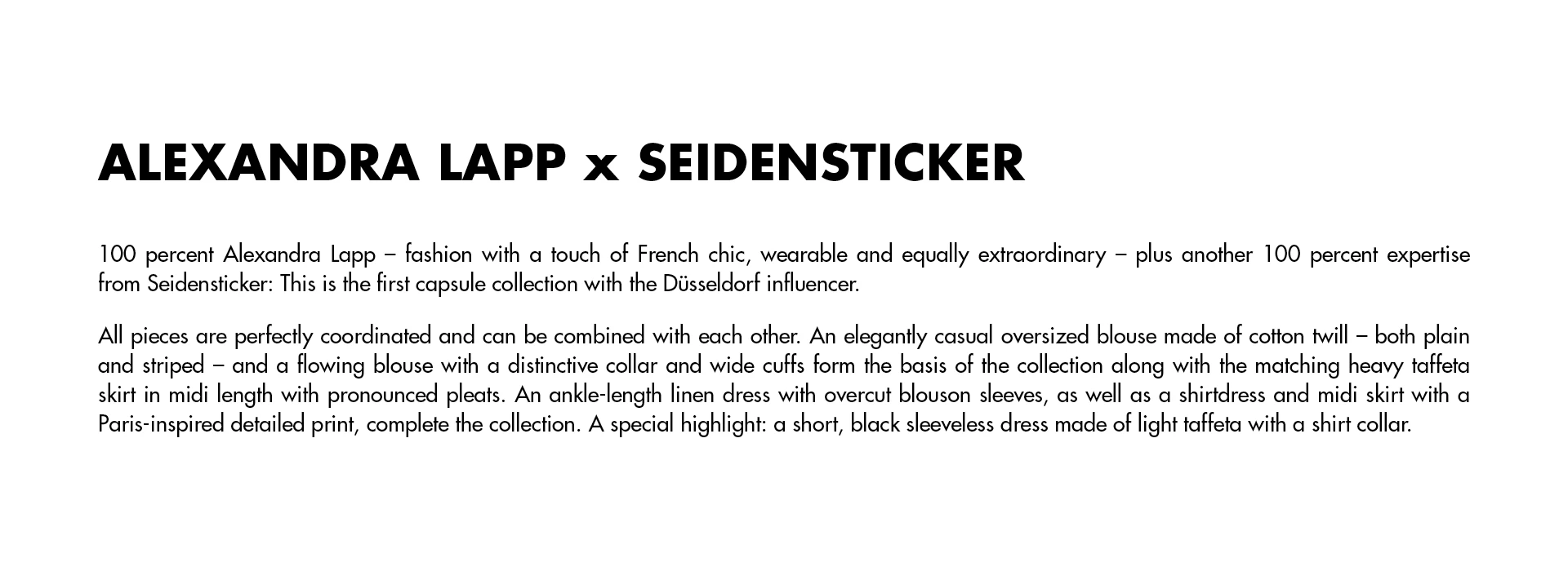 Alexandra Lapp X Seidensticker Collections | Seidensticker